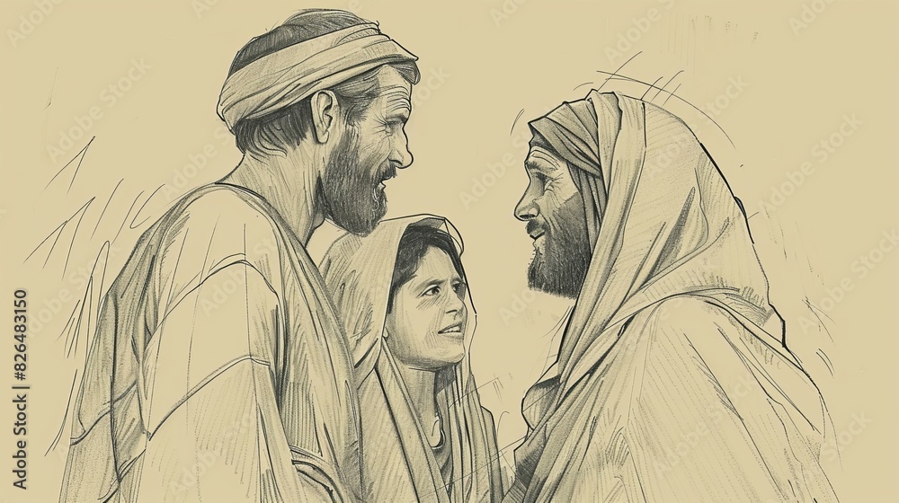 Biblical Illustration of Jesus Raising Son of Widow of Nain, Young Man ...