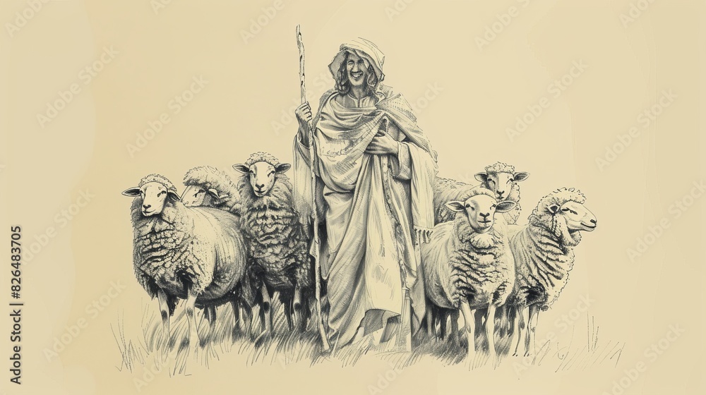 Parable of Lost Sheep, Shepherd Rejoicing After Finding One Lost Sheep ...