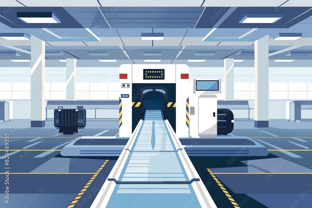 Modern airport security checkpoint with advanced scanning technology ...