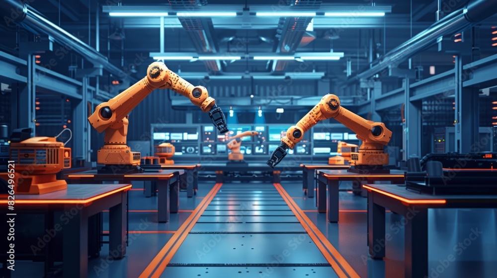 AI and Robotics: Depict a tech lab with advanced robots and AI systems ...