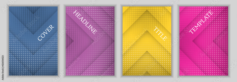 Dotted texture and arrow direction background business cover page ...