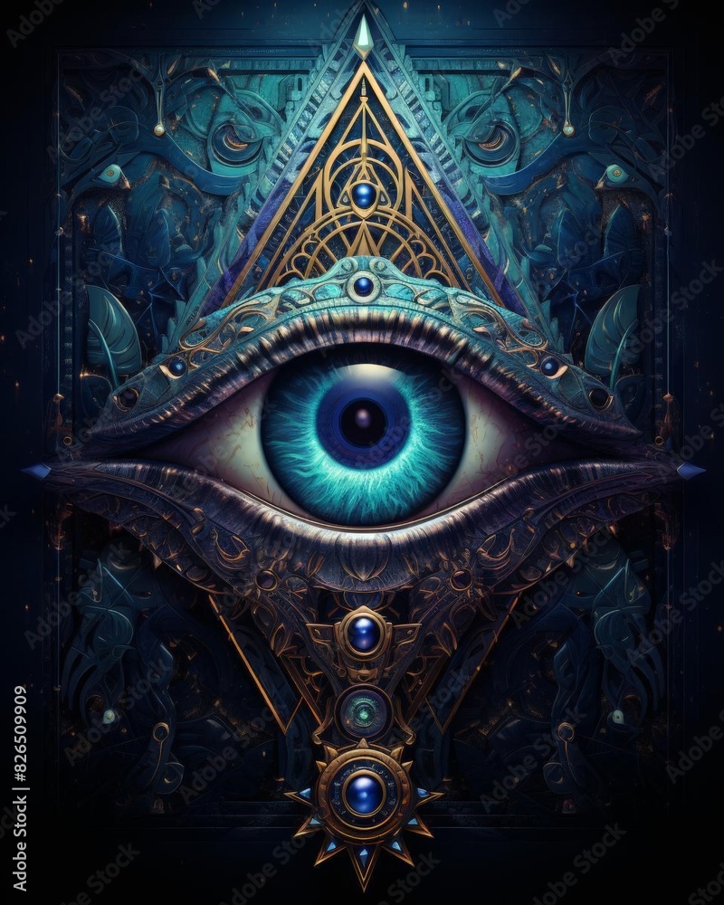 Ancient symbol of a third eye, highlighting esoteric knowledge copy ...