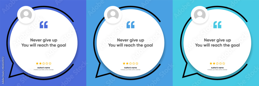 3D bubble testimonial banner, quote, infographic. Social media post ...
