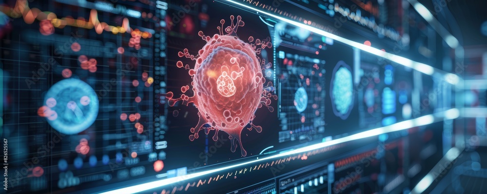 Closeup of AI analyzing a polyp in the intestine, detailed medical scan ...