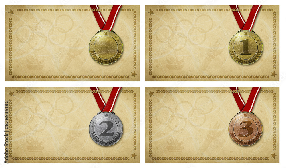 Set of olympic qualifying certificates for participation in sporting ...