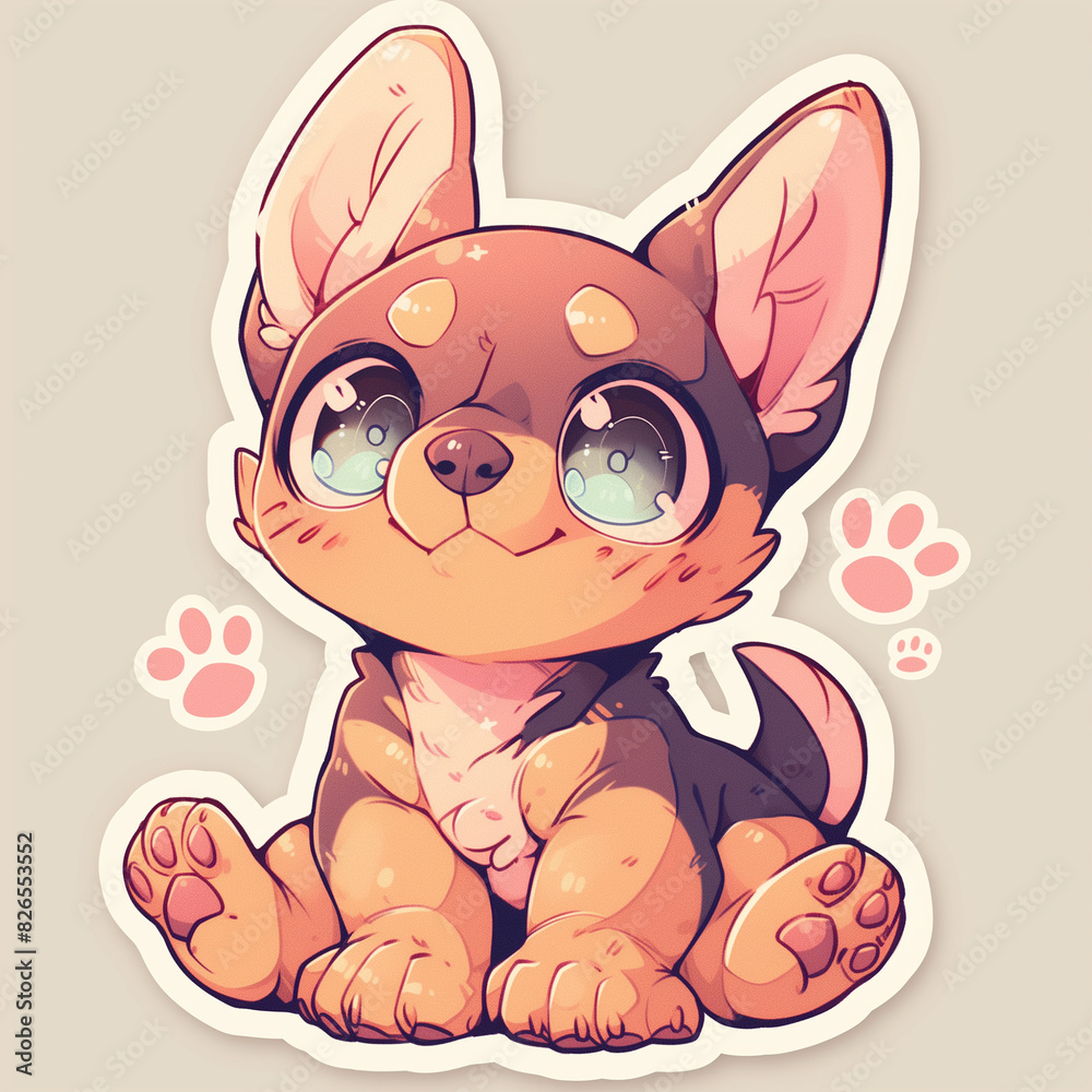 Doberman Pinscher brown Dog breed cute kawaii clipart white background ...