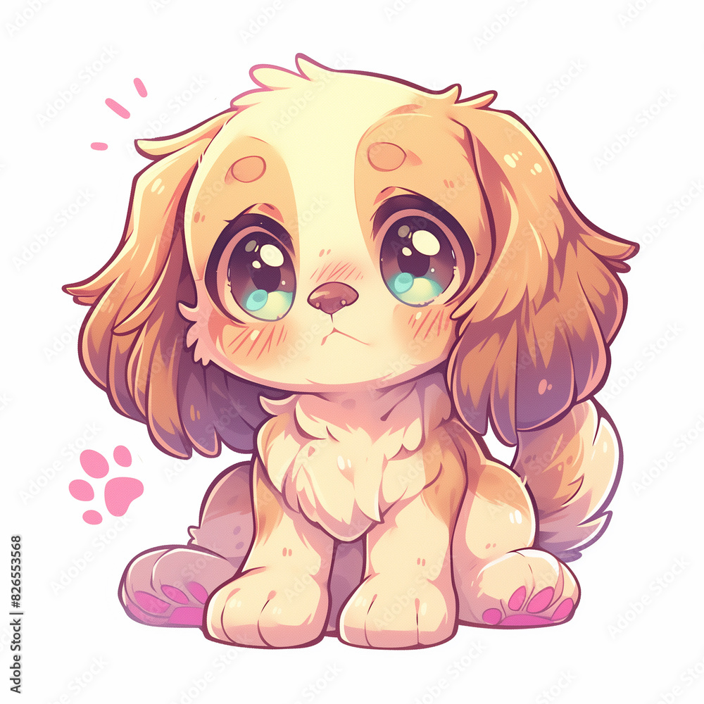 Cavalier King Charles spaniel breed dog girl cute kawaii clipart no ...