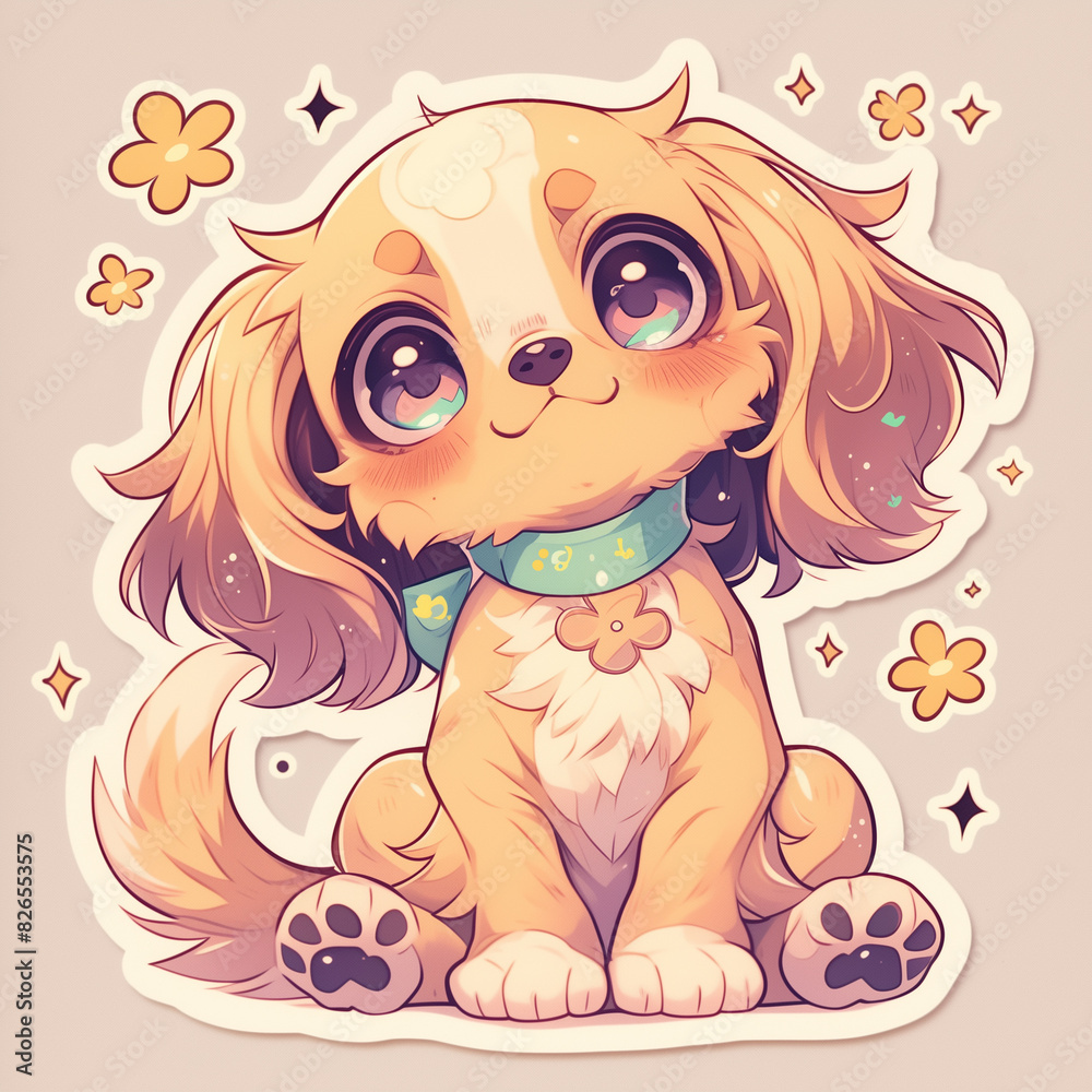 Cavalier King Charles spaniel breed puppy dog girl cute kawaii clipart ...