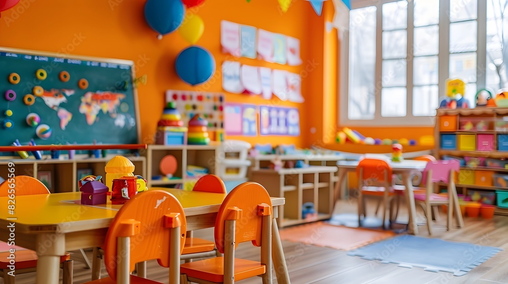 Colorful and Interactive Early Childhood Education Classroom Featuring ...