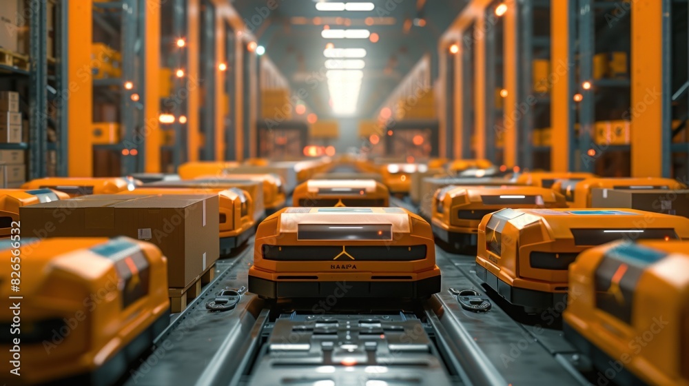 AGVs, or Automated Guided Vehicles, efficiently sort hundreds of ...