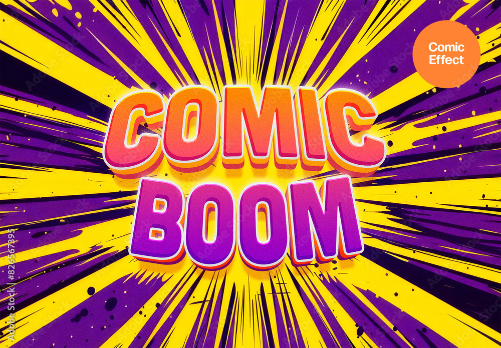 Violet And Yellow Comic Text Effect With Generative AI Stock Template ...