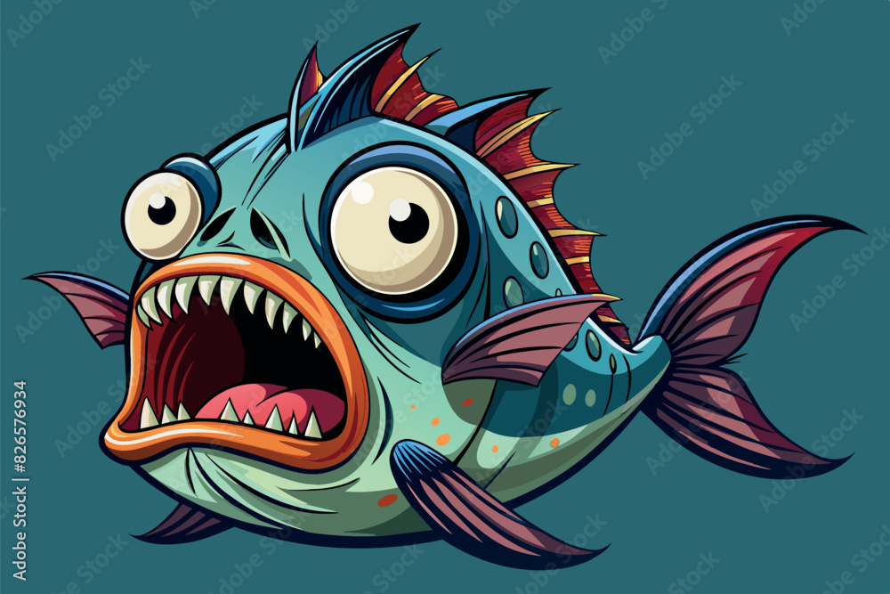 This is a fun illustration of a fish with exaggerated facial features ...