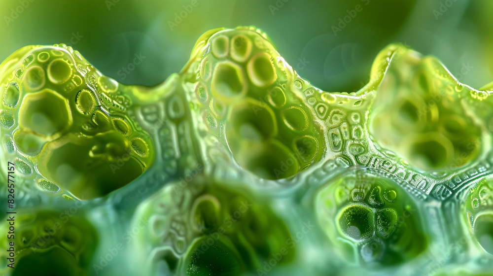 Macro view of stomata on a plant leaf, revealing the tiny openings ...