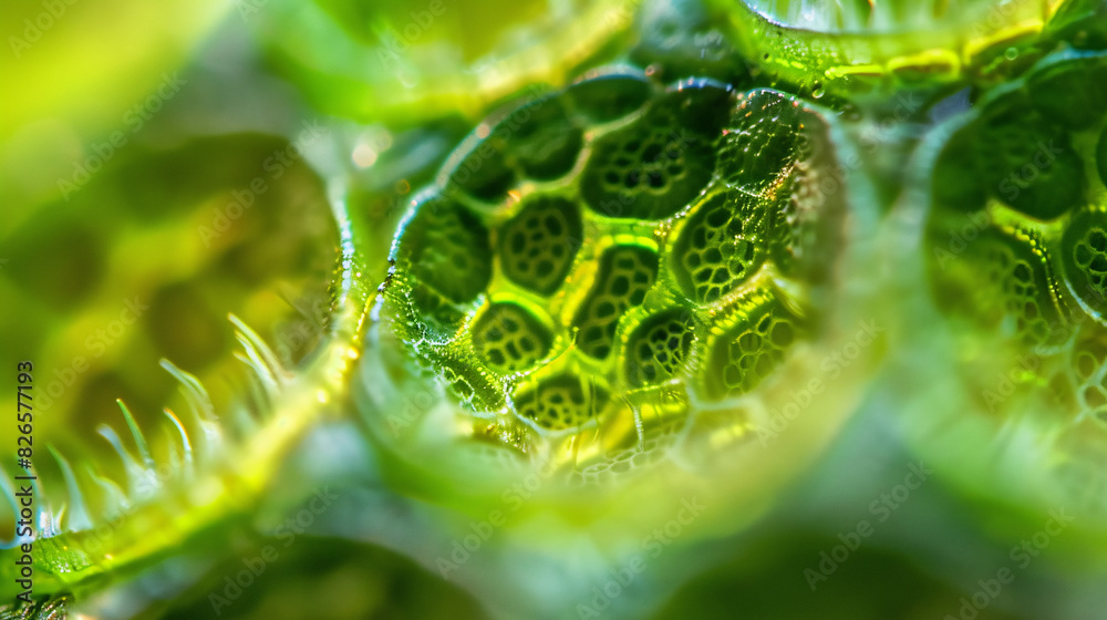 Macro view of stomata on a plant leaf, revealing the tiny openings ...