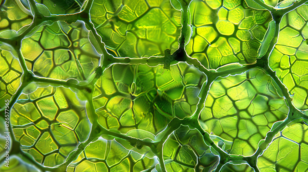 Magnified image of plant cell walls, emphasizing their structure and ...