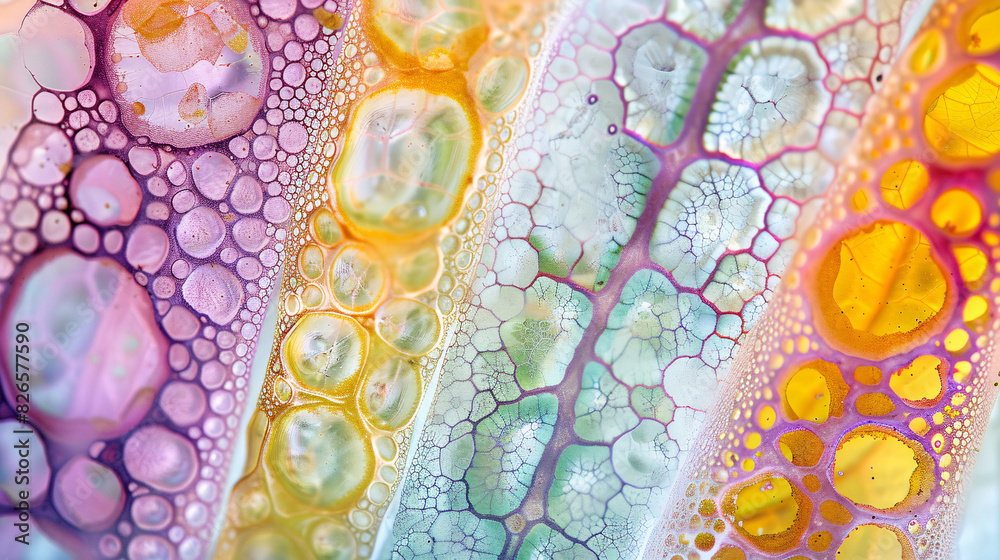 Composite image showing different types of plant cells (epidermal ...