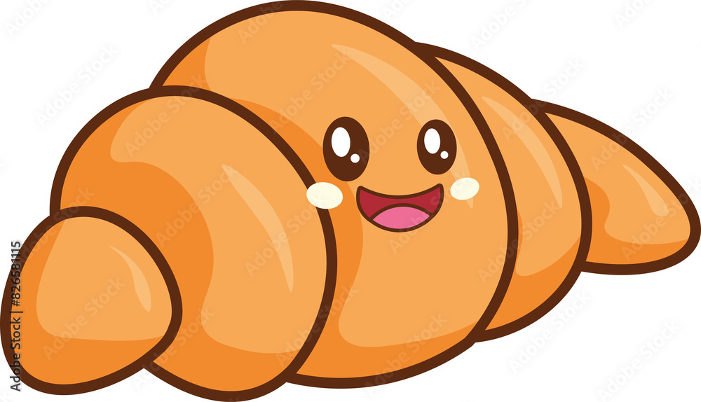Cute and kawaii croissant Stock Illustration | Adobe Stock