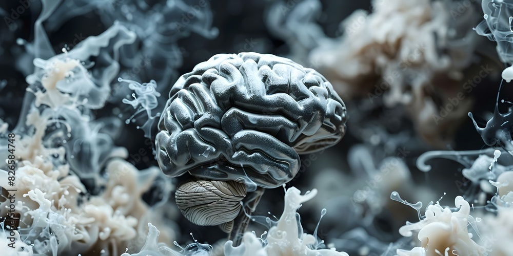 Toxic substance impacting human brain function and health. Concept ...