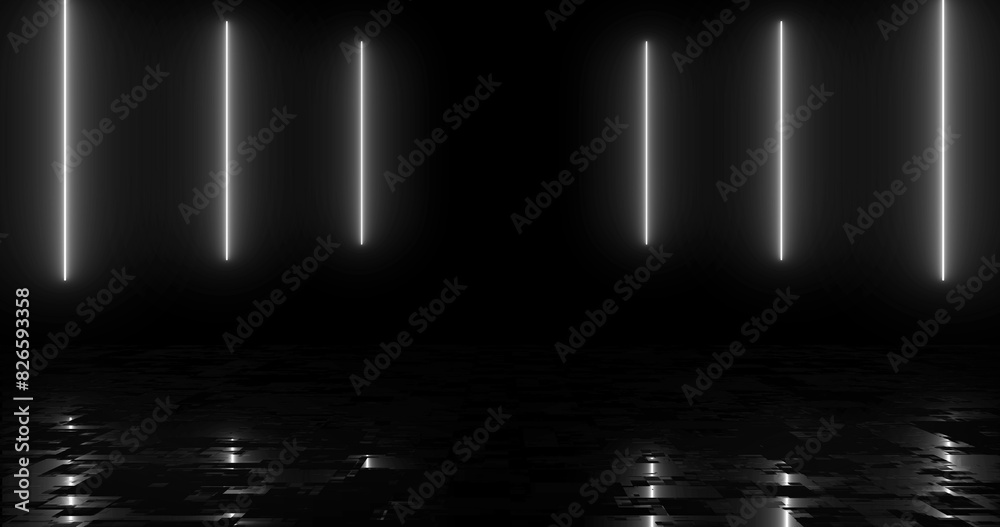 Simple in-and-out neon glowing line. Techno night club sparky spectrum ...