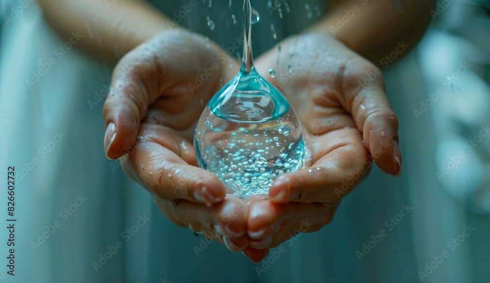 Bride washes clean the henna designs on her hands with clear water ...