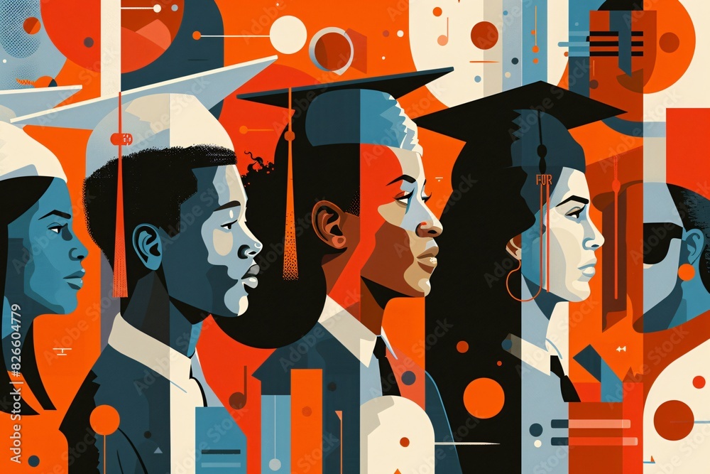 Vector Art Depicting Diversity in College Education, Showcasing ...