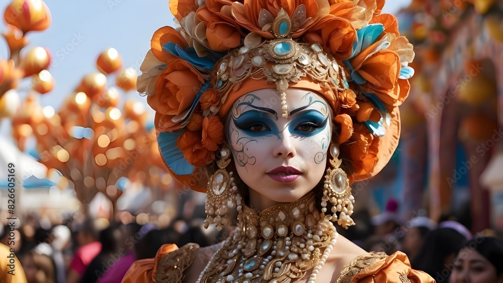 Imagine a festival where participants compete in elaborate costume ...