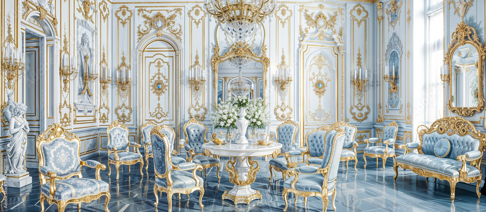 Opulent Palace Interior with Rococo Design Elements and Exquisite Decor ...