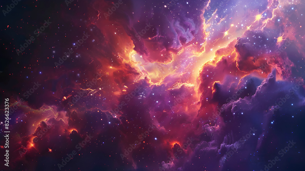 Vibrant Space Filled With Colorful Stars and Clouds A vibrant ...