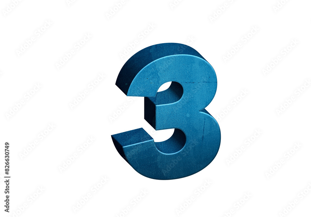 Number Three 3D text in Blue Color And Blue Lines, number 3 Blue color ...