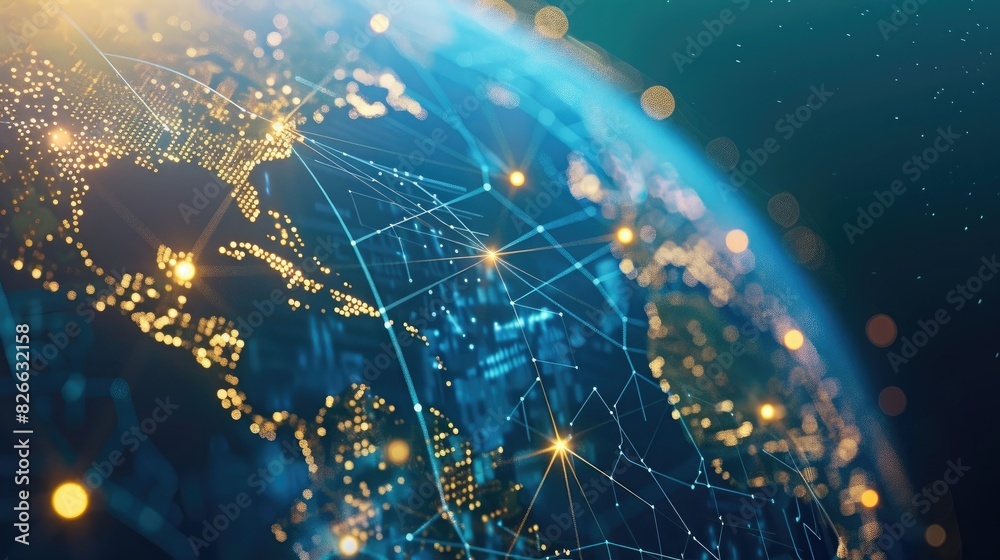 Global network concept. World map point. Global network planet Earth ...