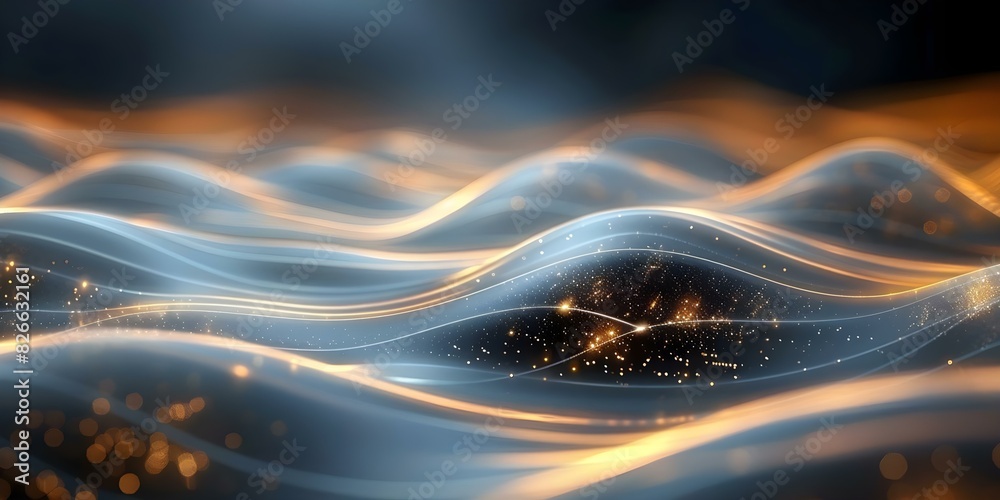 Blue and gold abstract technology background with cyber network grid ...