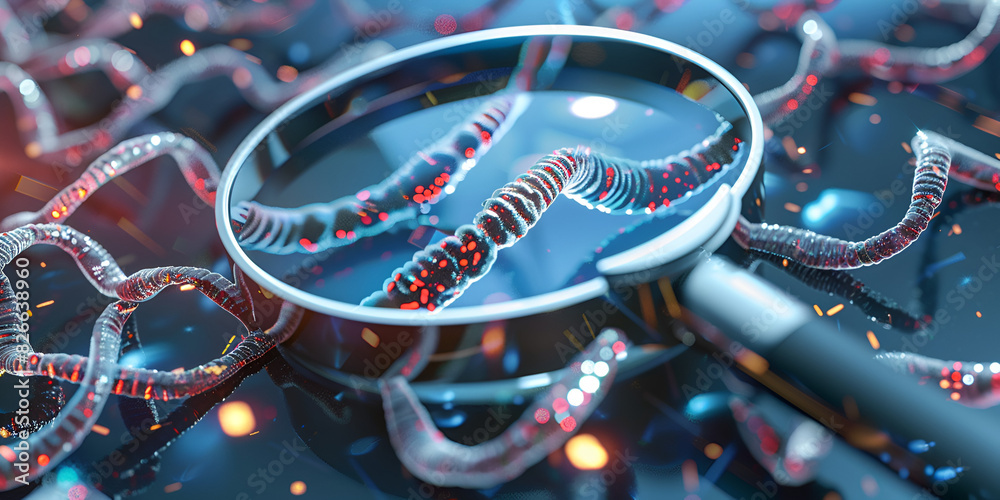 Depiction of the double helix DNA structure in body fluid ,Macro shot ...