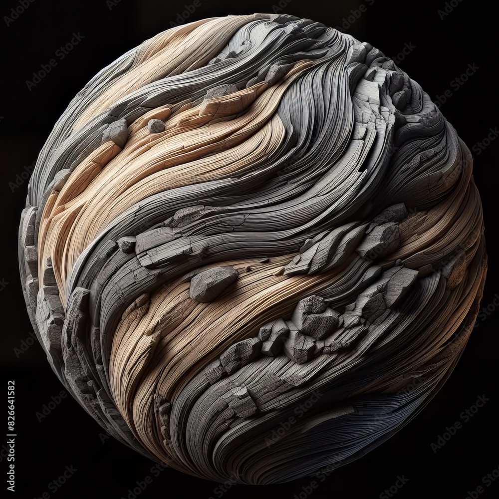 Unique sphere showcasing seamless integration of wood and concrete ...