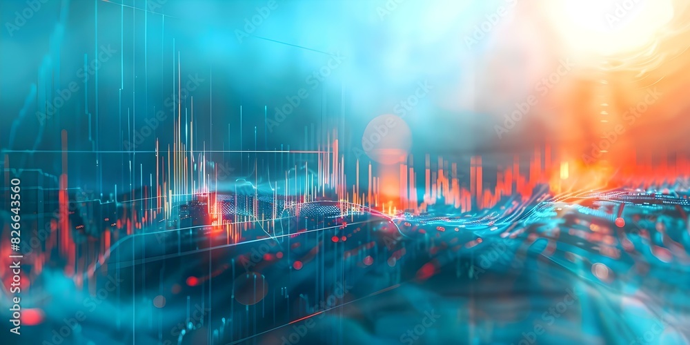 Financial success symbolized by sun shining on optimistic stock market ...