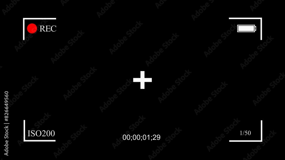 illustrated frame of a video camera screen in 4k resolution on a black ...