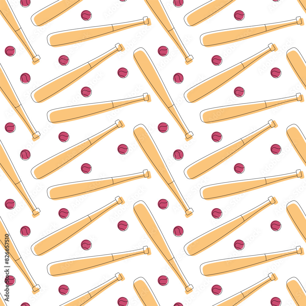baseball Seamless pattern vector softball baseball bat scarf isolated ...