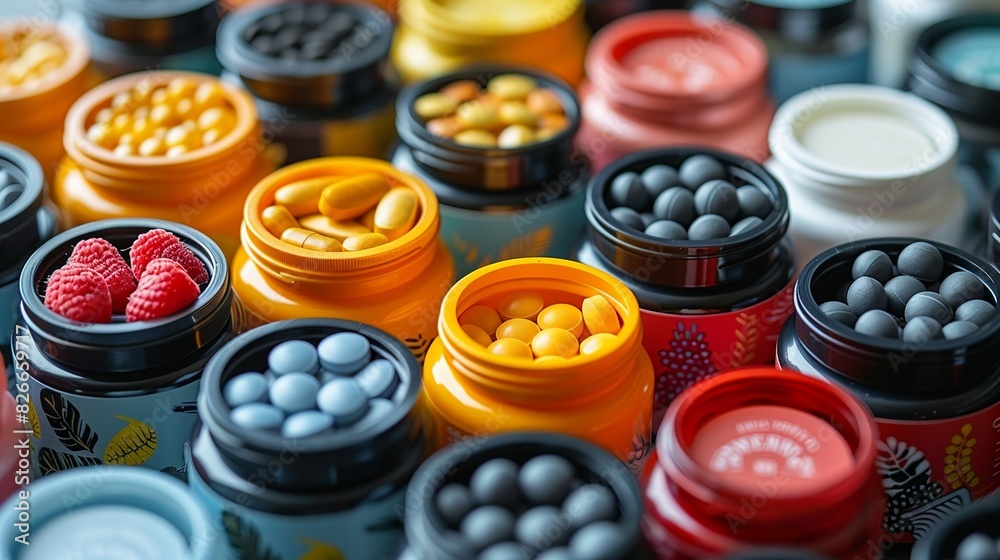 Assorted packaging for health and wellness products, such as vitamin ...