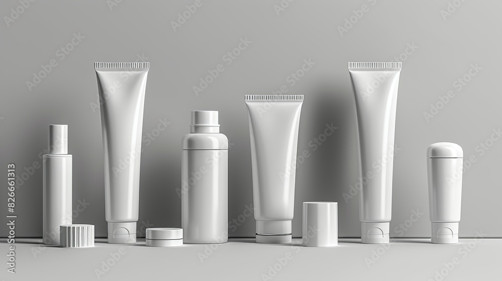 Mockups of cosmetic tubes, often used for lotions, creams, and gels ...