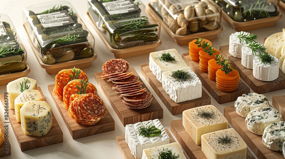 Mockups of packaging for gourmet items, like cheese and charcuterie ...