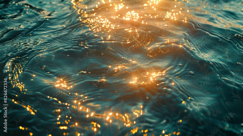 Abstract pattern of overlapping waves in a body of water, with sunlight ...