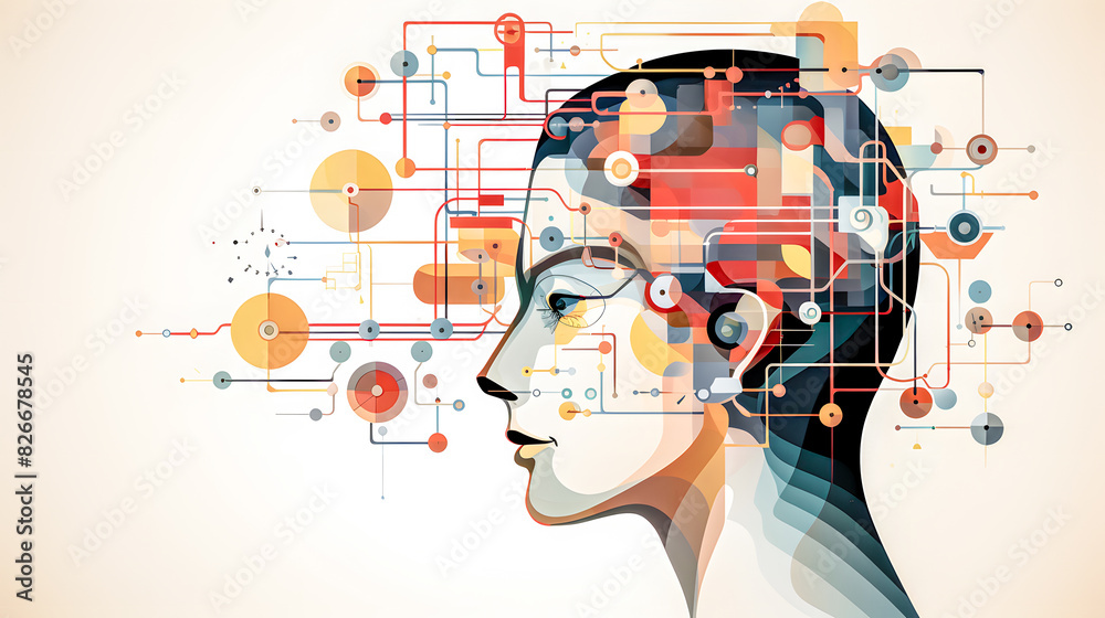 Creative Brainstorming Abstract Representation of a Human Head with ...