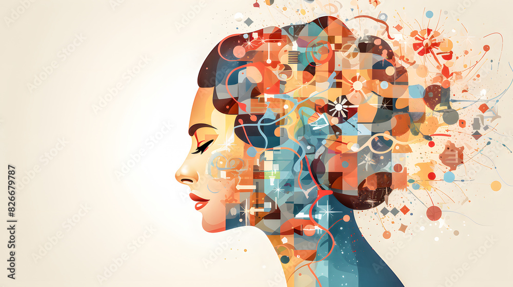 Creative Brainstorming Abstract Representation of a Human Head with ...