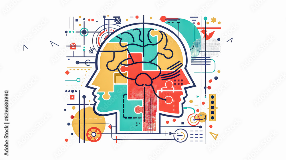 Creative Brainstorming Abstract Representation of a Human Head with ...