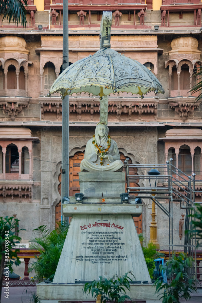 Statue of AhilyaBai Holkar on the entrance of Rajwada, Indore, Madhya ...