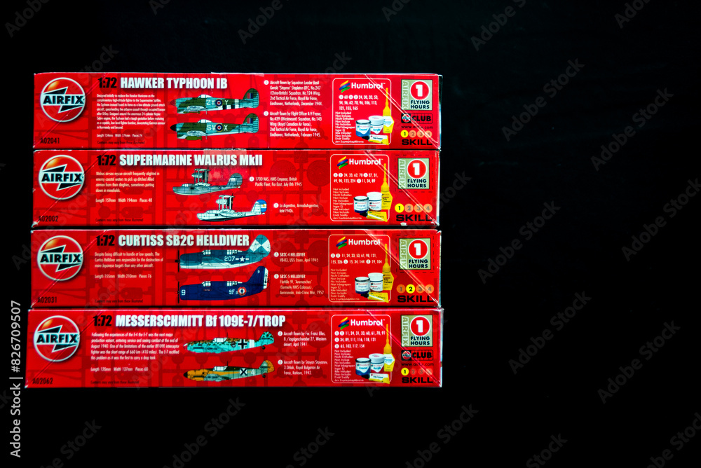 Airfix Plastic Model Kit Boxes, on a dark background, on May 16, 2024 ...