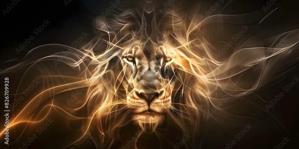 Fantasy-inspired illustration of a lion's head representing strength ...