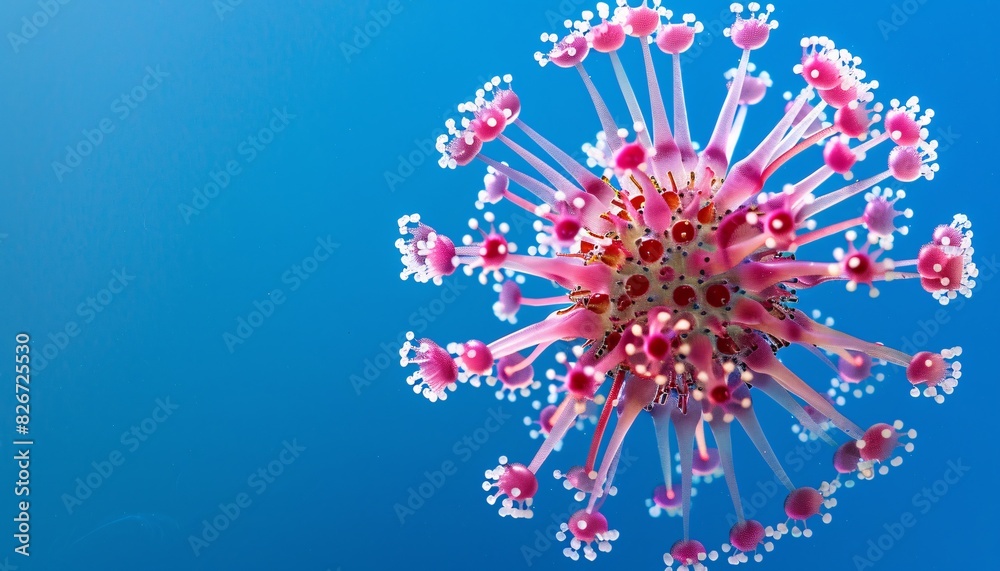 Herpes simplex virus plain blue color background scientific Stock ...