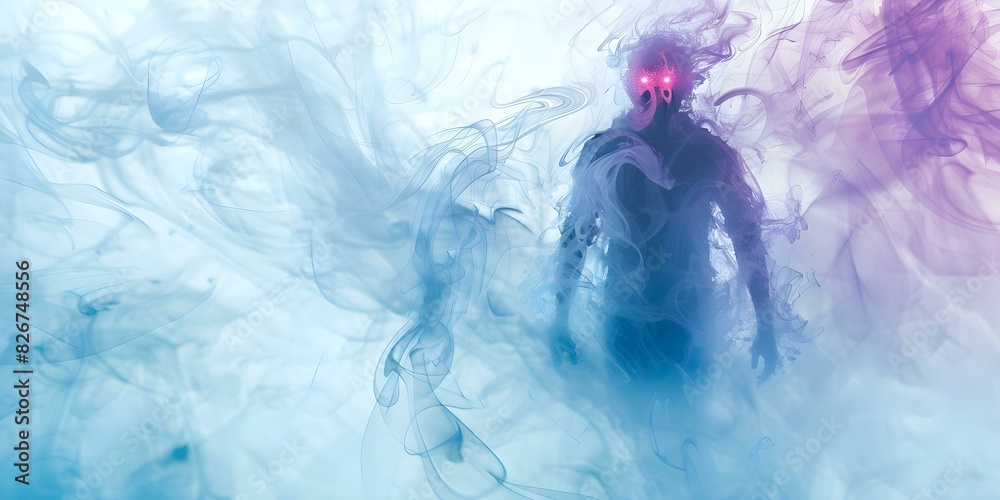 The mysterious figure with glowing red eyes in swirling mist sets an ...