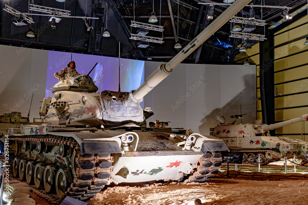 Royal Tank Museum, Amman, Jordan - May 4, 2024: Meticulously preserved M60 A3 American main ...
