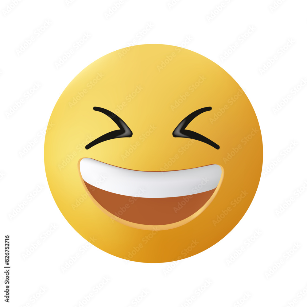 Laughing face emoji, 3d style emoticon. Laughing emoji vector cartoon ...